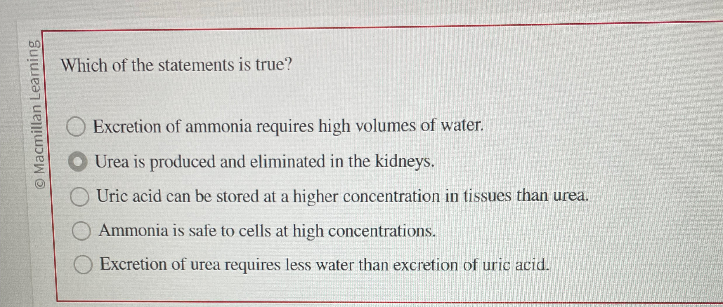 Solved Which of the statements is true?Excretion of ammonia | Chegg.com