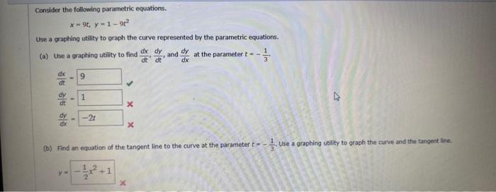 Solved Consider the following parametric equations. | Chegg.com