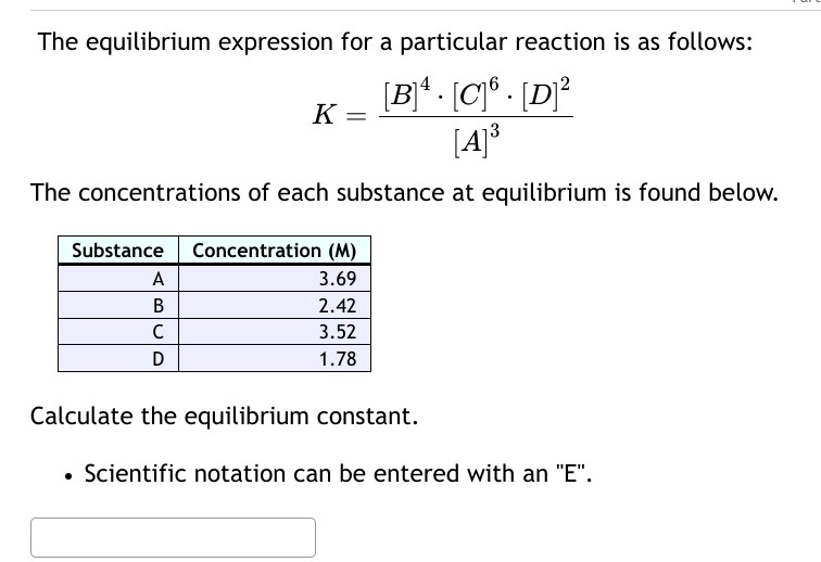 Solved The equilibrium expression for a particular reaction | Chegg.com
