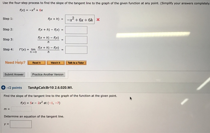 Solved Use the four-step process to find the slope of the | Chegg.com