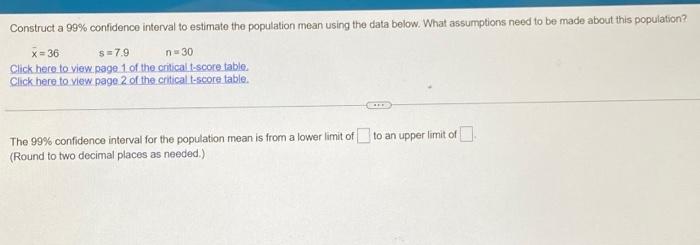 Solved Construct a 99% confidence interval to estimate the | Chegg.com