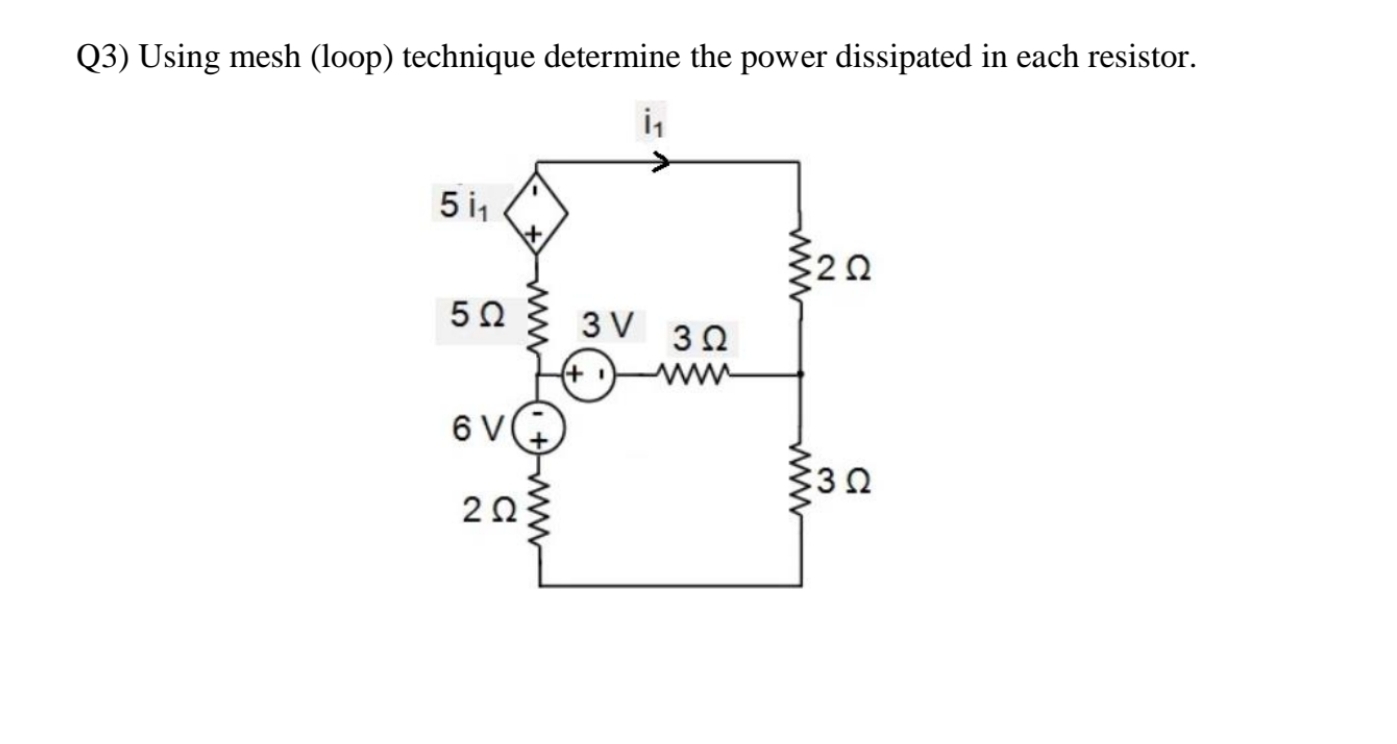 Solved Q3) ﻿Using mesh (loop) ﻿technique determine the power | Chegg.com