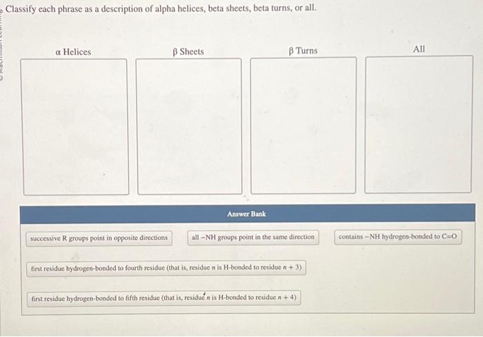 Solved Classify each phrase as a description of alpha | Chegg.com