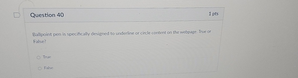 Solved Question 401ptsBallpoint pen is specifically designed | Chegg.com
