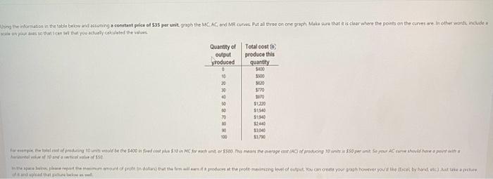 Solved \begin{tabular}{c|c} Quantity of output & Total cost | Chegg.com