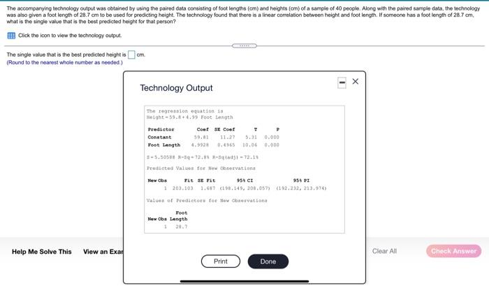 Solved The accompanying technology output was obtained by | Chegg.com