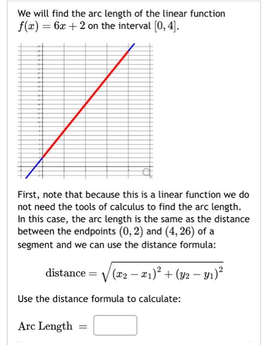 Solved We will find the arc length of the linear function | Chegg.com