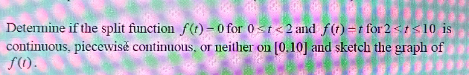 Solved Determine if the split function f(t)=0 ﻿for 0≤t