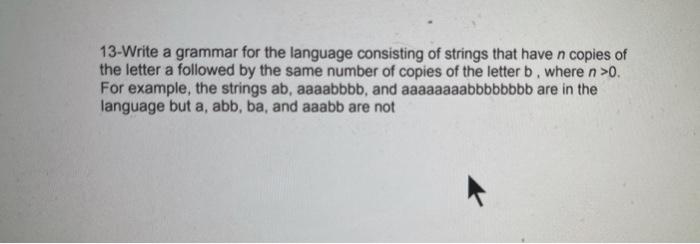 Solved 13-Write a grammar for the language consisting of | Chegg.com