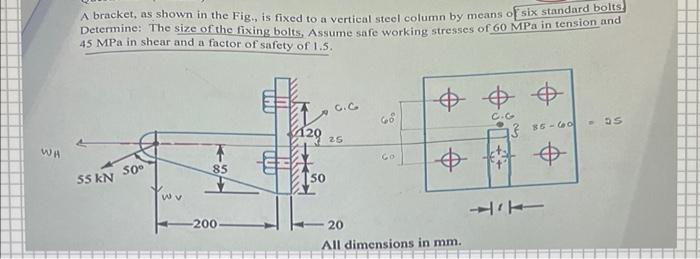 Solved A bracket, as shown in the Fig., is fixed to a | Chegg.com
