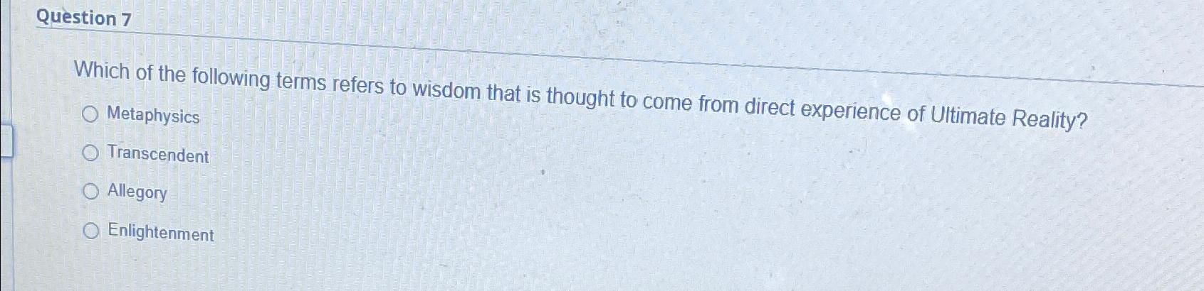 Solved Question 7Which of the following terms refers to | Chegg.com