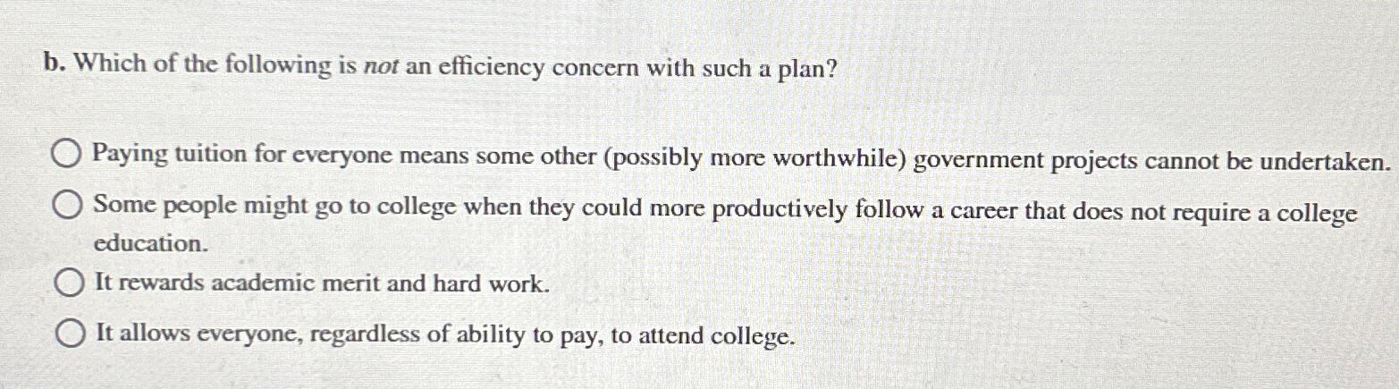 Solved b. ﻿Which of the following is not an efficiency | Chegg.com