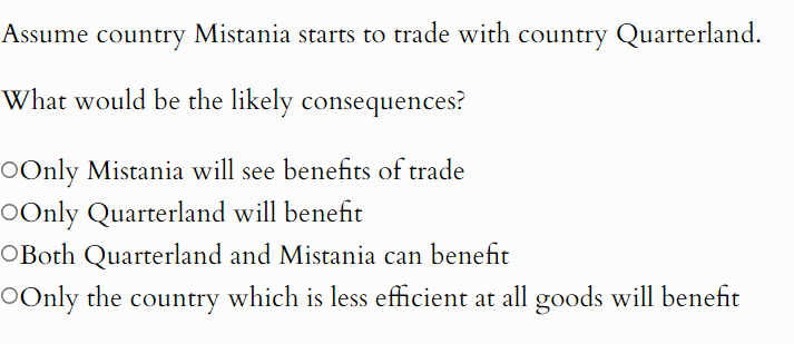Solved Assume country Mistania starts to trade with country | Chegg.com Solved Assume country Mistania starts to trade with country | Chegg.com