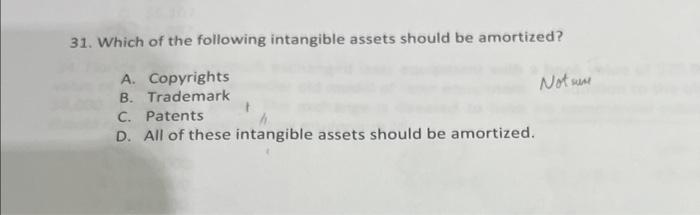 Solved 31. Which of the following intangible assets should | Chegg.com
