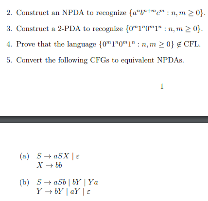 Solved Construct an NPDA to recognize | Chegg.com