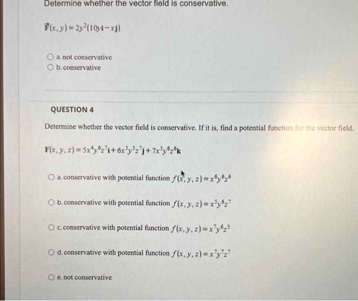 Solved Find the conservative vector field for the potential | Chegg.com