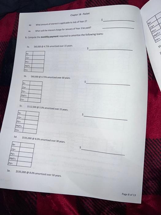 Solved Chapter 18 Take Home Packet1) Solve ALL problems with | Chegg.com