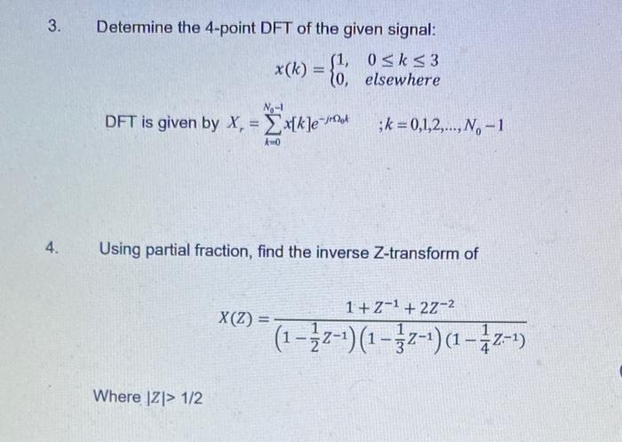 Solved Determine the 4-point DFT of the given signal: | Chegg.com