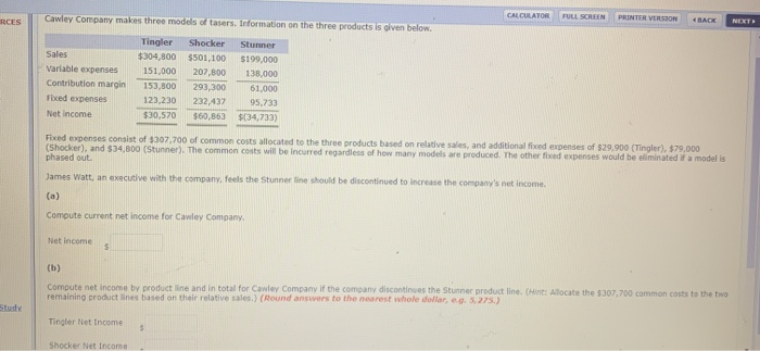 Solved Cawley Company makes three models of tasers | Chegg.com