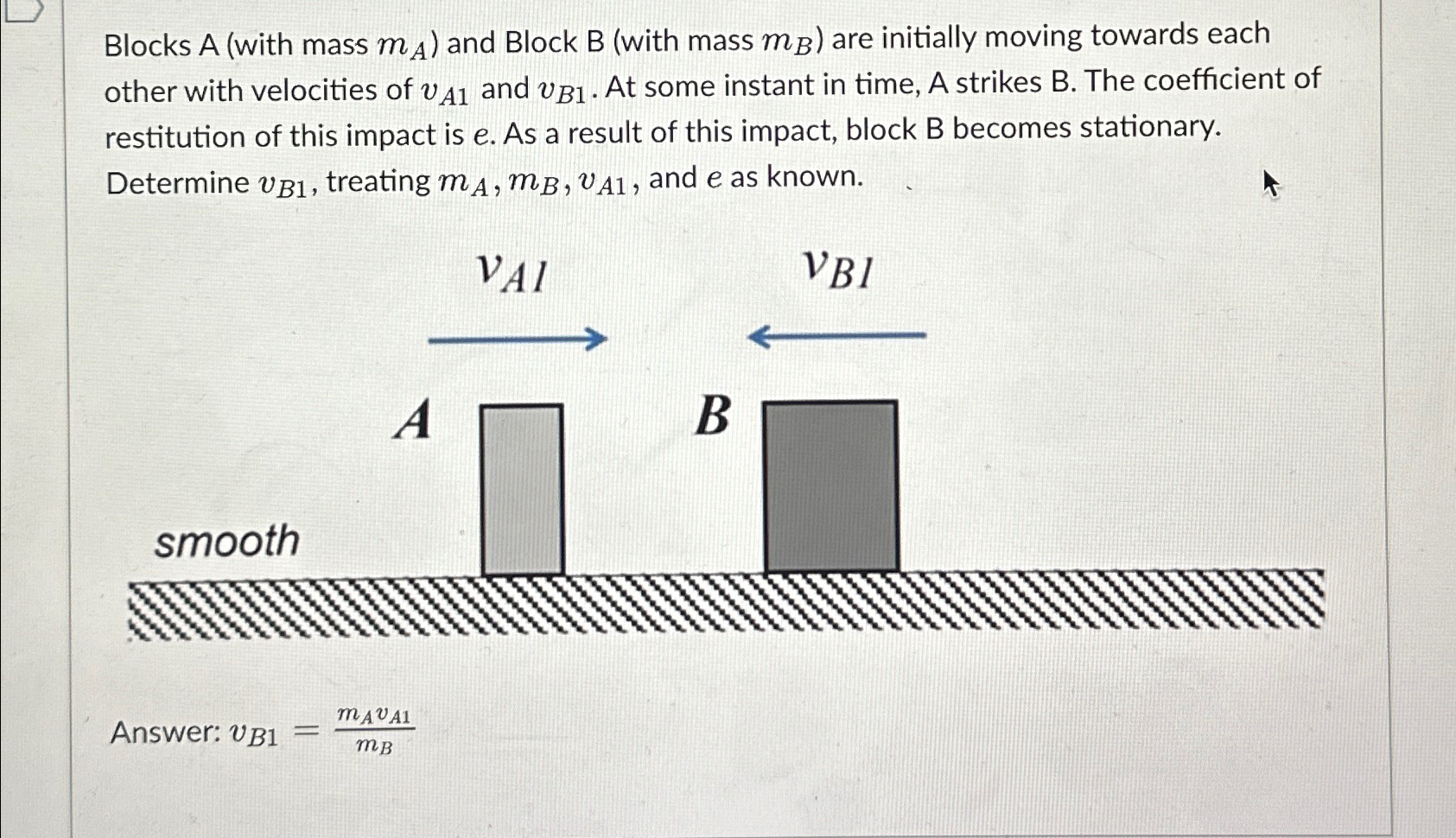Solved Blocks A (with mass mA ) ﻿and Block B (with mass mB ) | Chegg.com