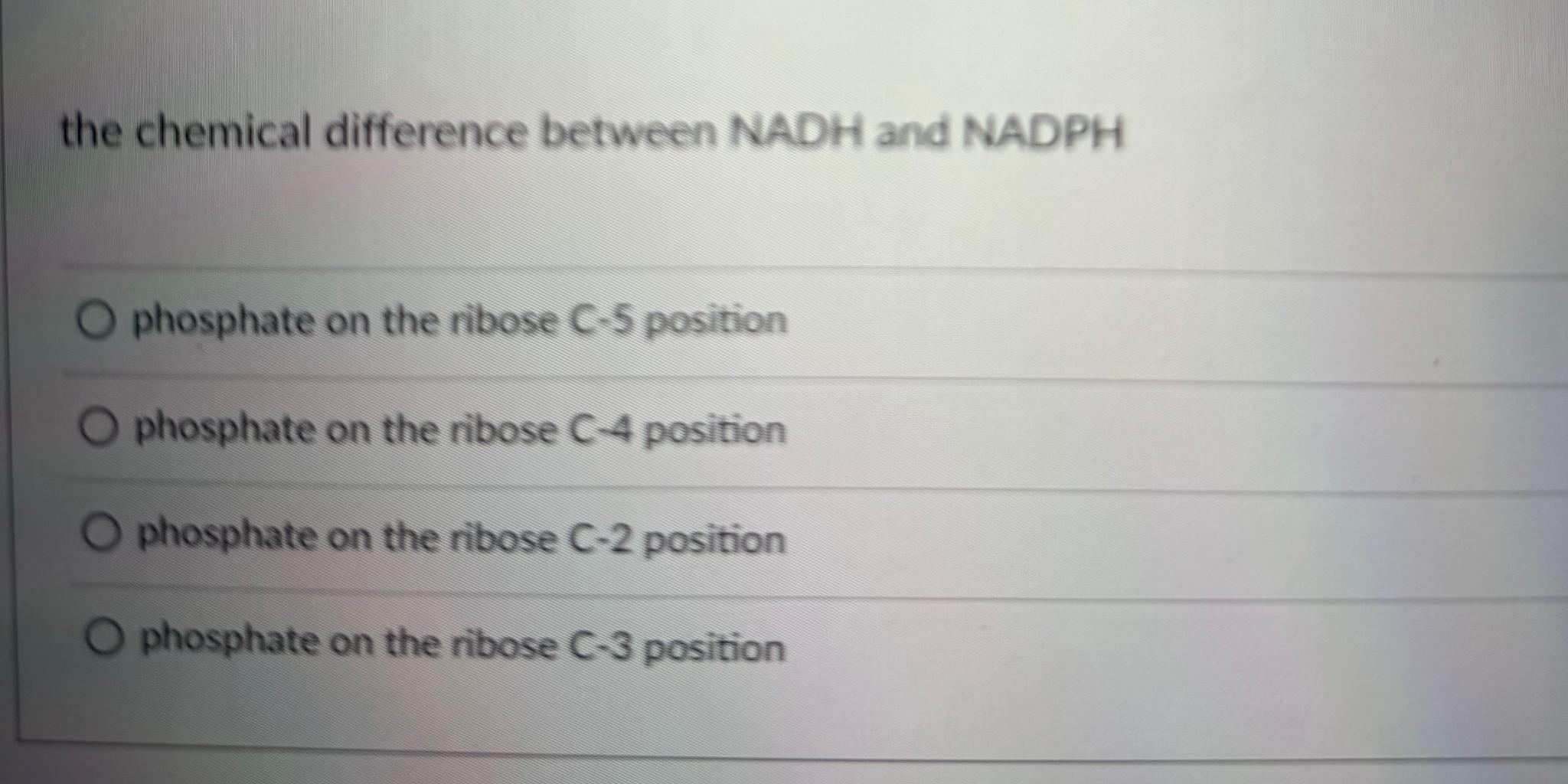 Solved the chemical difference between NADH and | Chegg.com