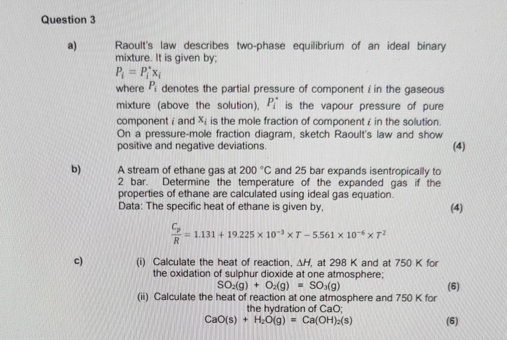 Solved a) Raoult’s law describes two-phase equilibrium of an | Chegg.com