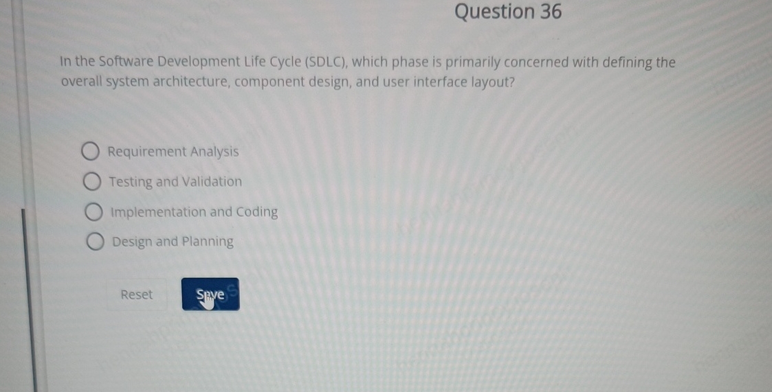 Solved Question 36In the Software Development Life Cycle | Chegg.com