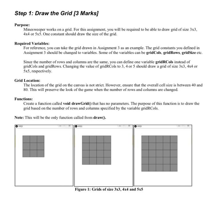 Step 1: Draw the Grid [3 Marks] Purpose: Minesweeper | Chegg.com