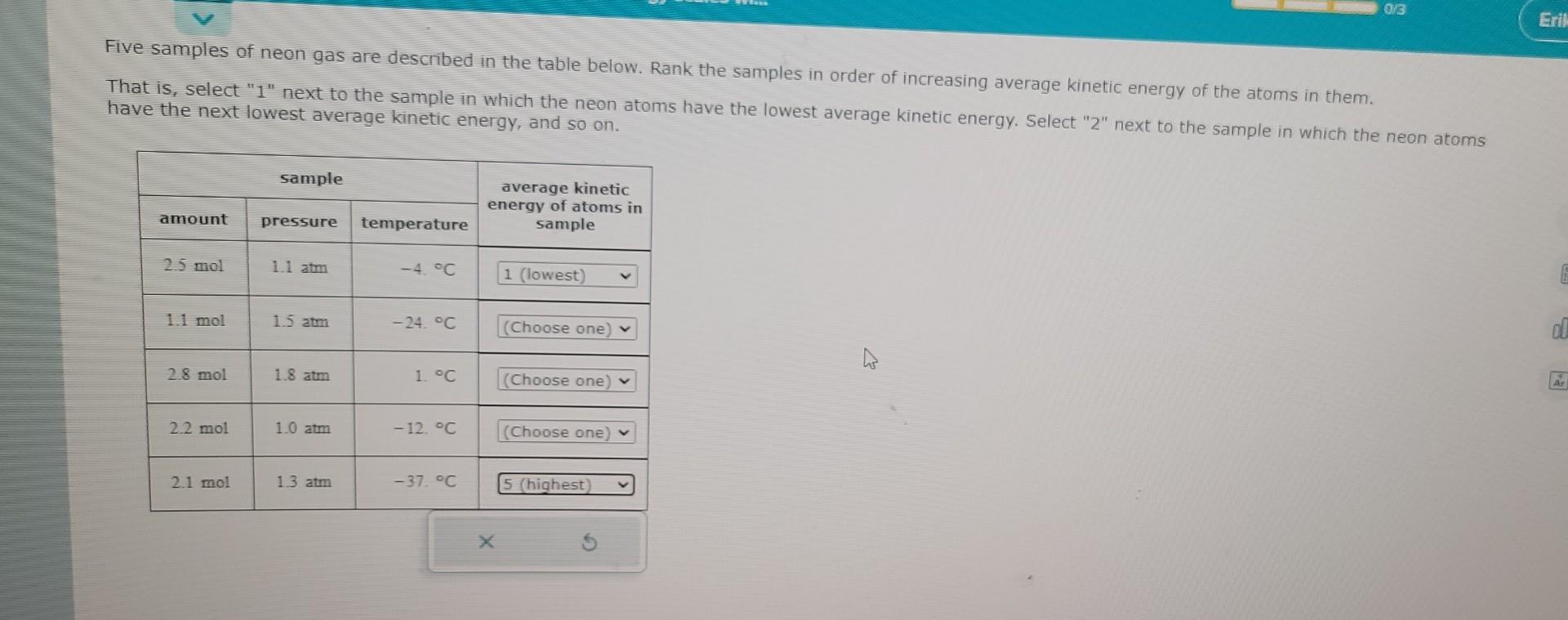 Solved Five samples of neon gas are described in the table | Chegg.com