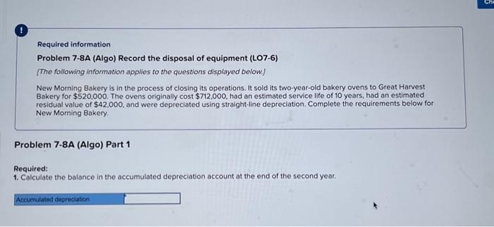 Solved Required information Problem 7-8A (Algo) Record the | Chegg.com