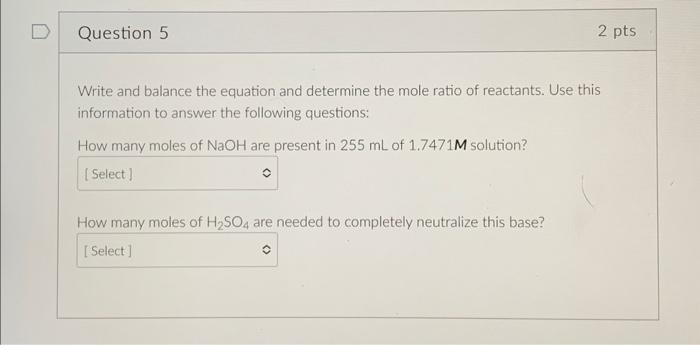 Solved Write and balance the equation and determine the mole | Chegg.com