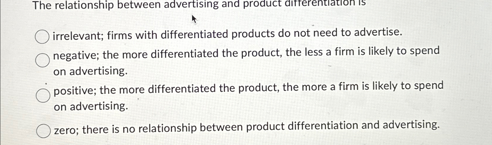 Solved irrelevant; firms with differentiated products do not | Chegg.com
