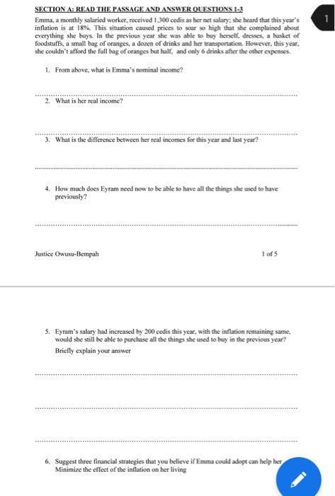 Solved 1 SECTION A: READ THE PASSAGE AND ANSWER QUESTIONS | Chegg.com