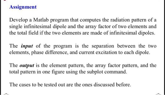 Solved Develop A Matlab Program That Computes The Radiation 1777