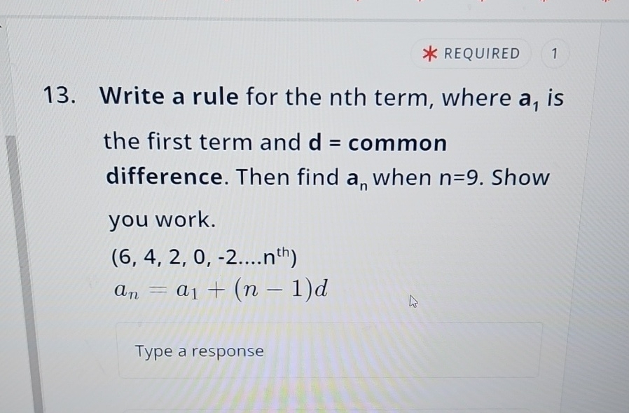 Solved Write a rule for the nth term, where a1 ﻿is the first | Chegg.com