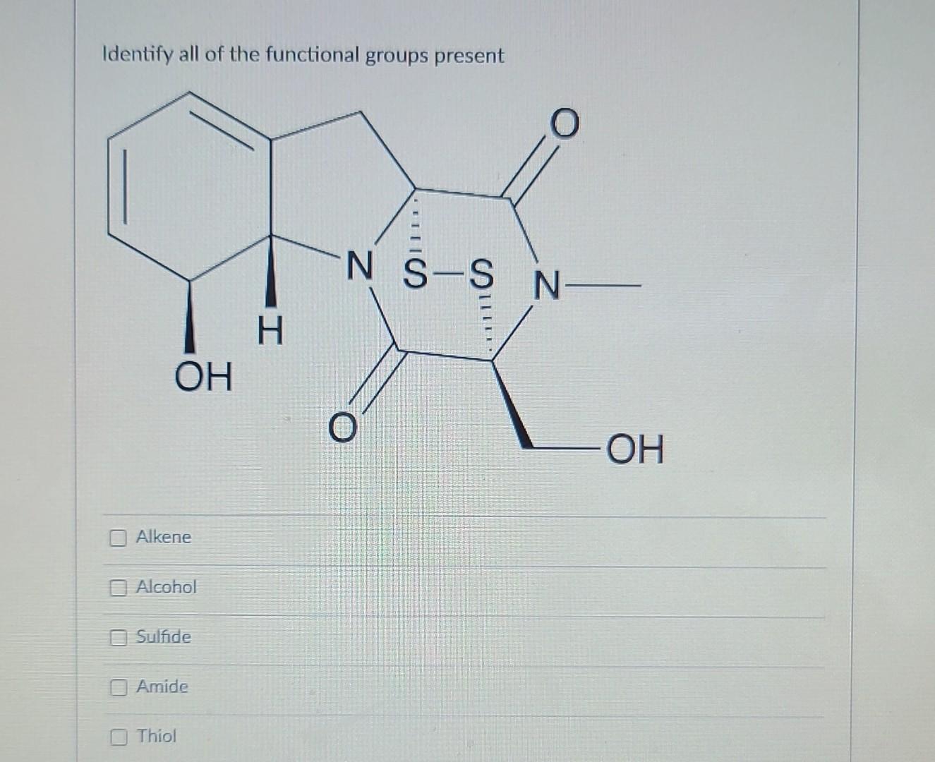 Solved Identify all of the functional groups present Alkene | Chegg.com