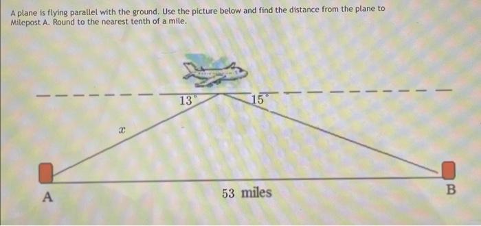 Solved A plane is flying parallel with the ground. Use the | Chegg.com