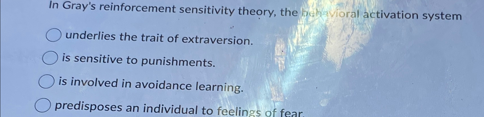 Solved In Gray's reinforcement sensitivity theory, the | Chegg.com