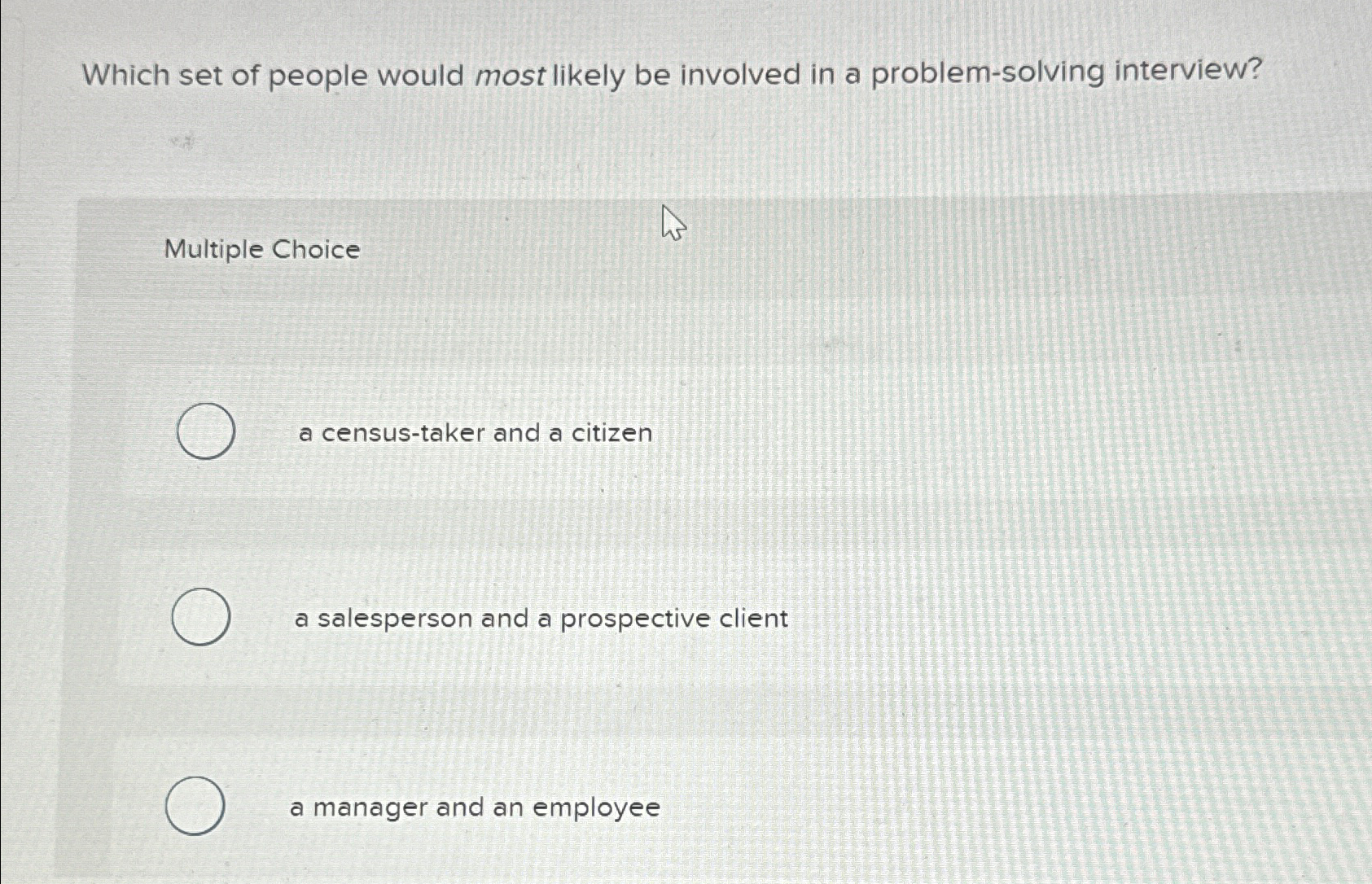 Solved Which set of people would most likely be involved in | Chegg.com