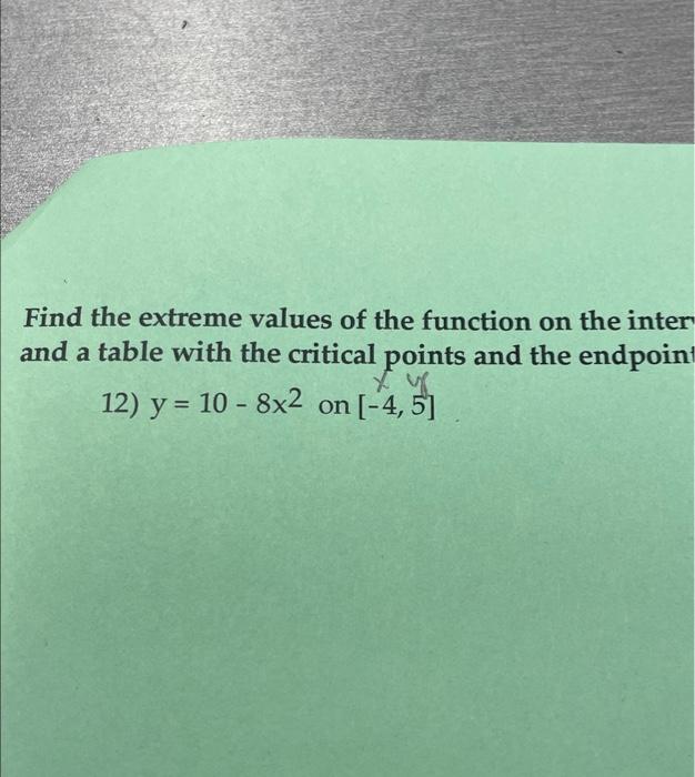 Solved find tge extreme values of the function on the | Chegg.com