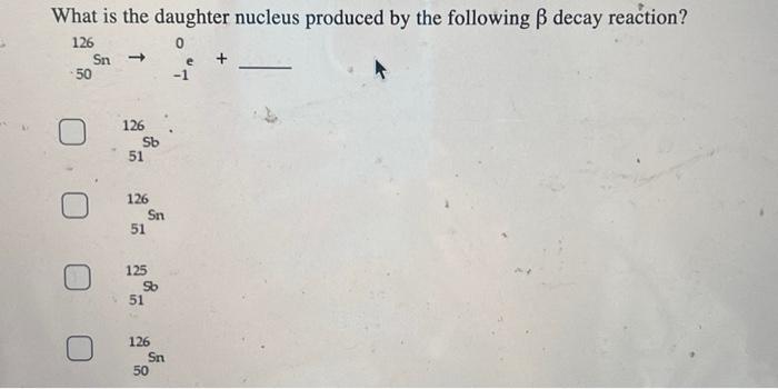 Solved What is the daughter nucleus produced by the | Chegg.com