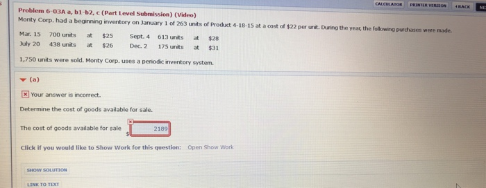 Solved CALCULATOR PRINTER VERSION RACK NE Problem 6-03A a, | Chegg.com