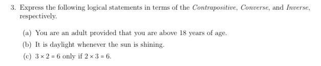 Solved 3. Express the following logical statements in terms | Chegg.com