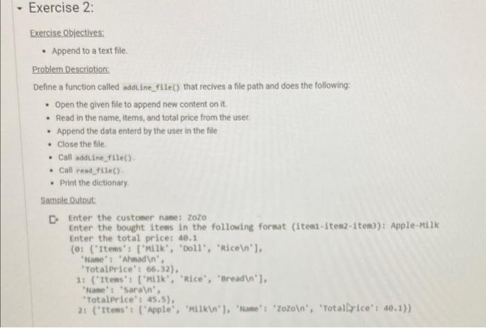 Solved Exercise 2: Exercise Objectives • Append to a text | Chegg.com