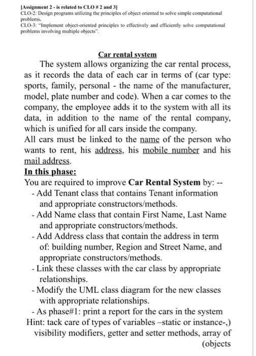 Solved [Assignment 2 - is related to CLO \# 2 and 3] CLO-2: | Chegg.com