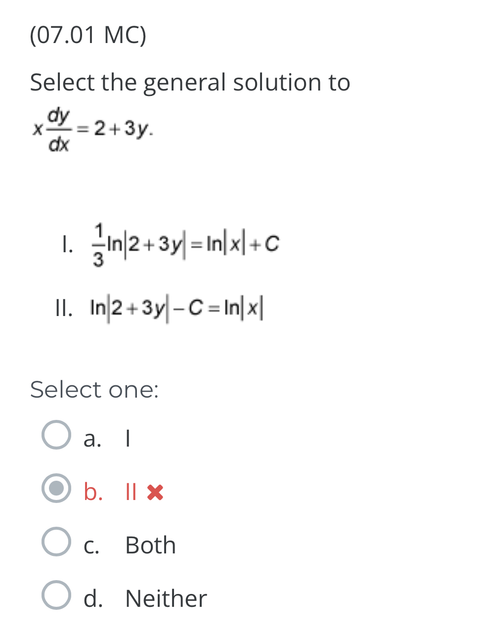 Solved (07.01 ﻿MC)Select the general solution | Chegg.com