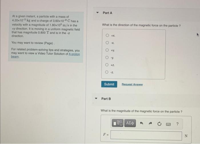 Solved \begin{tabular}{l} At a given instant, a particle | Chegg.com