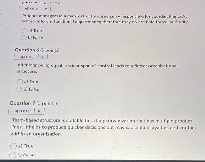 Solved Product managers in a matrix structure are mainly | Chegg.com