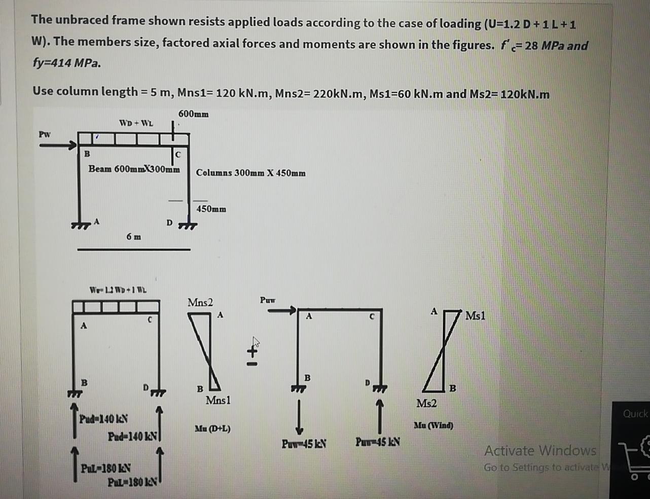 Solved The unbraced frame shown resists applied loads | Chegg.com