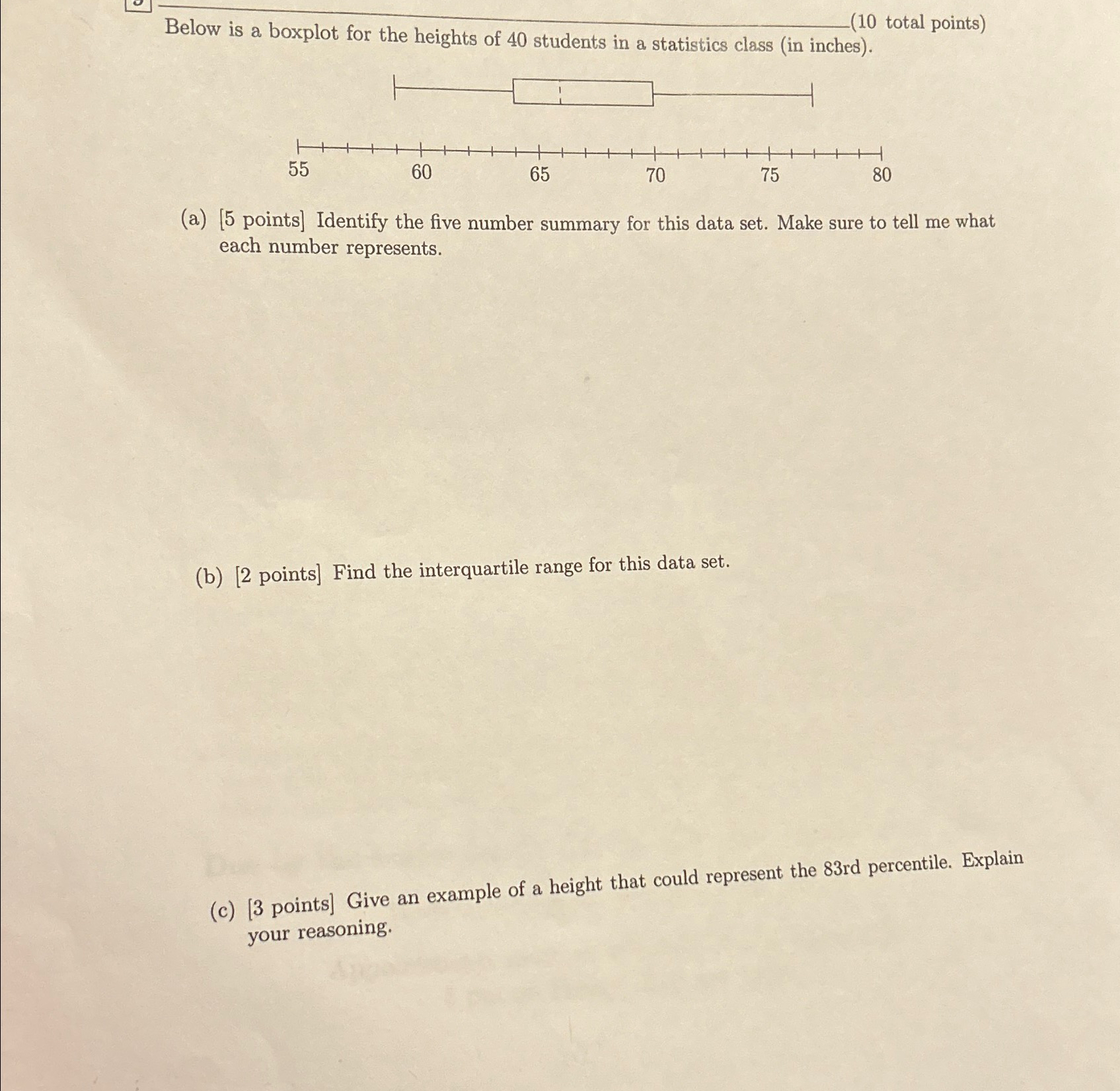 Solved Below is a boxplot for the heights of 40 ﻿students in | Chegg.com